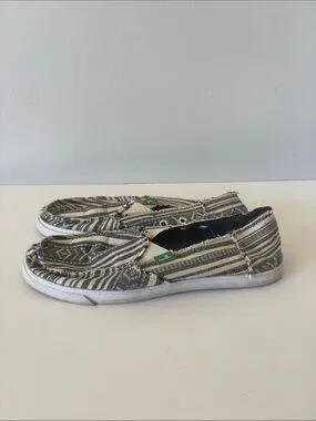 Sanuk | Shoes | Sanuk Striped Canvas Donna Keys Ranch Slip On Shoes ...